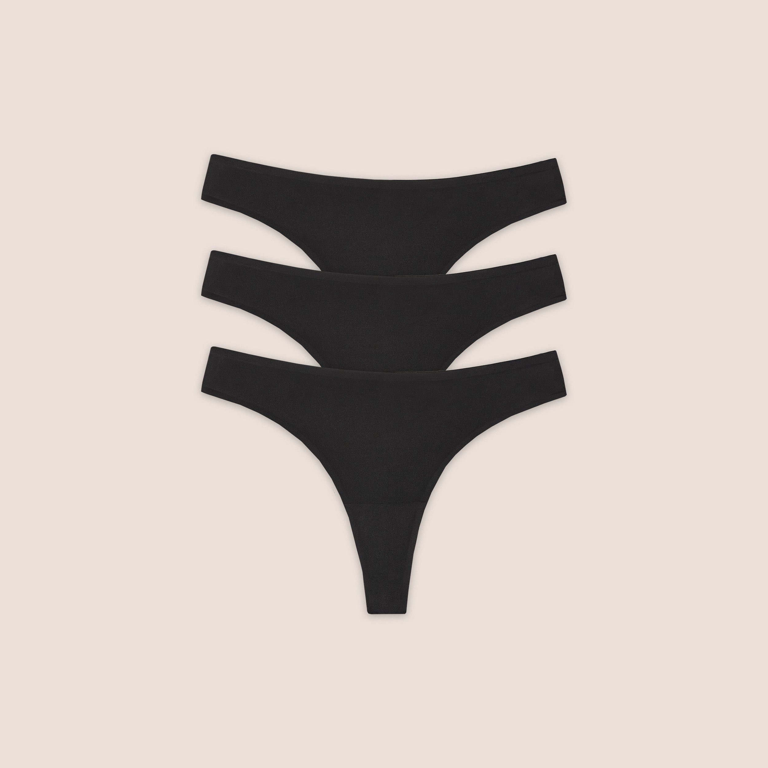 Nahtlose Strings (3er-Pack) - Schwarz